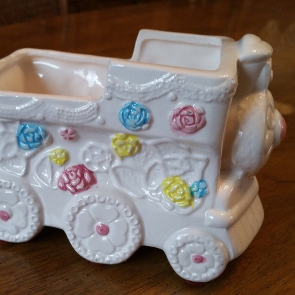 Vintage | Accents | Vintage Hand Painted Porcelain Train Planter Vase ...